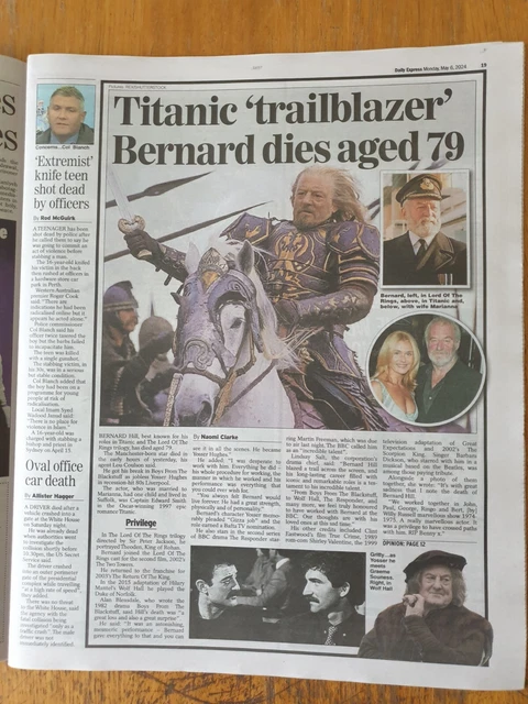 DAILY EXPRESS 6TH May 2024 - Sad Passing Of Lord Of The Rings Actor ...