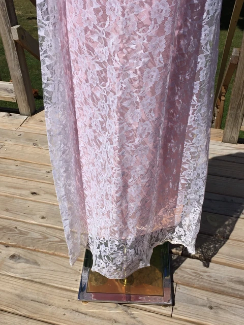 VTG 1968 PROM DRESS Formal Gown BUBBLE GUM PINK Maxi Dress W/ White ...