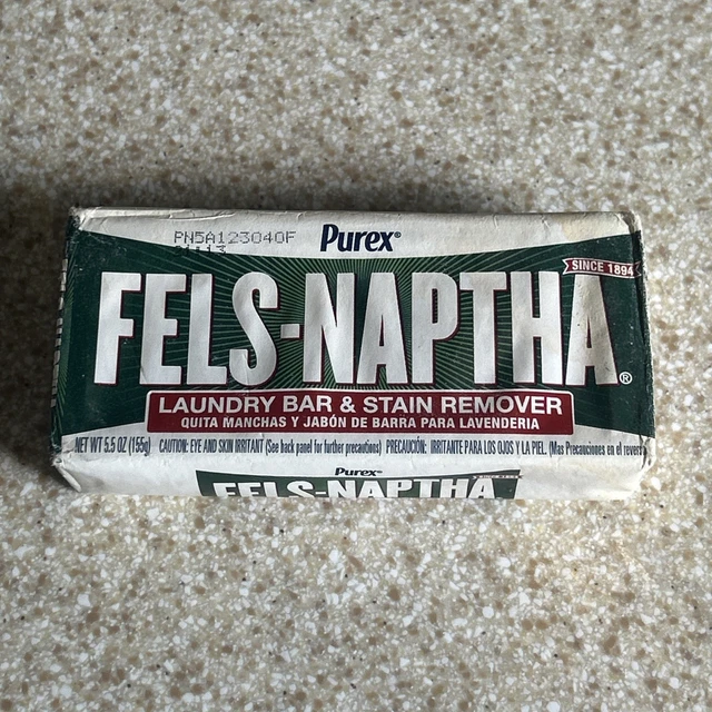 VINTAGE PUREX-FELS NAPTHA Laundry Bar & Stain Remover Soap 5 Ounce Bar ...