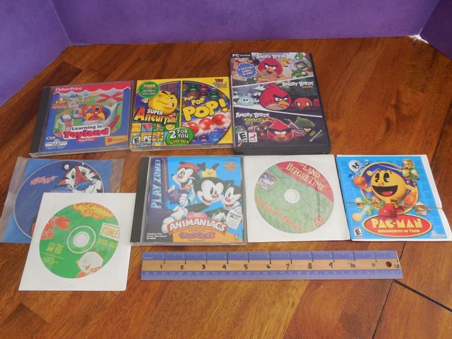 LOT 8 CHILDRENS PC CD-ROM Games Fisher Price, Pac Man, Angry Birds ...