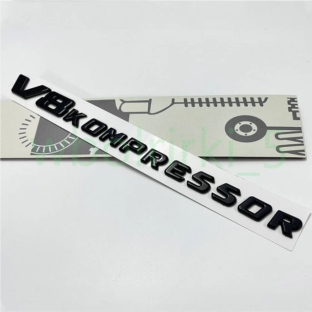 1X CAR V8 KOMPRESSOR Schriftzug Emblem Aufkleber Schwarz Glanz Für ...