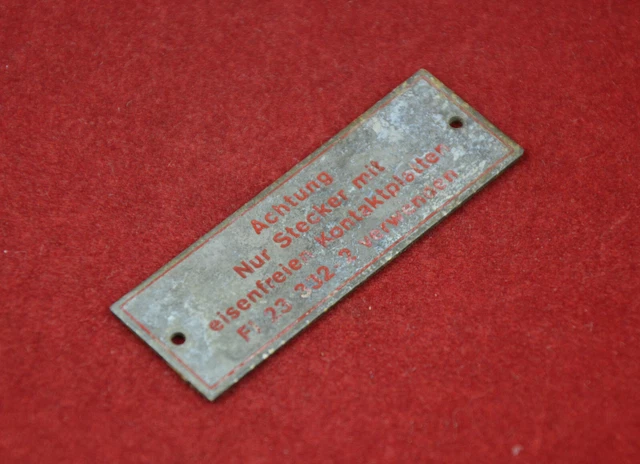 GERMAN WWII LUFTWAFFE Messerschmitt Me 109 Warning Plate Rare War Relic ...