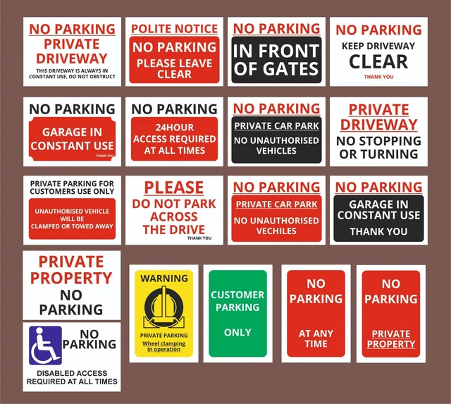 NO PARKING PLASTIC Sign, Sticker, Metal - Clamping, Private, Driveway ...