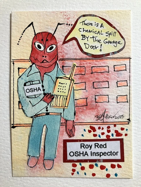 ROY RED - OSHA Inspector - Original ACEO Art Drawing Surrealism Cartoon ...