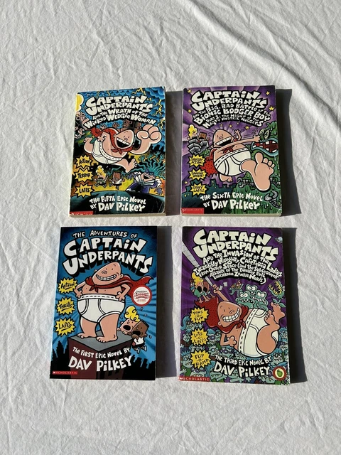 4X THE ADVENTURES Of Captain Underpants Books 1, 3, 5, 6. Paperback ...