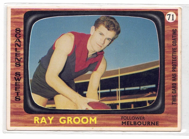 SCANLENS VFL AFL 1967 Footy Card Ray Groom Melbourne Demons 71 Fab Cond ...