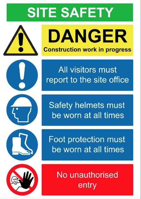 CONSTRUCTION SITE SAFETY Sign Notice Rules Foamex Rigid PVC / Gloss ...