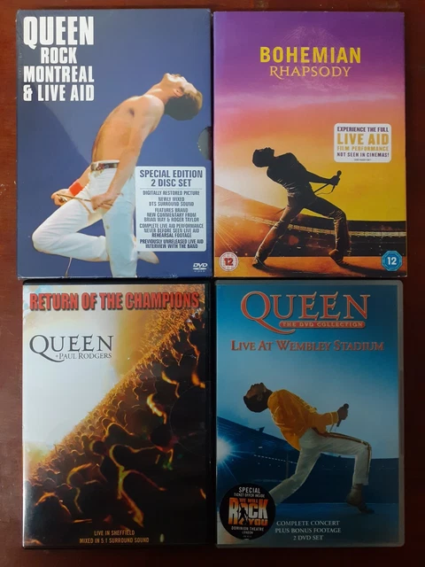 QUEEN DVD BUNDLE Freddie Mercury Live Aid Montreal Bohemian Rhapsody ...
