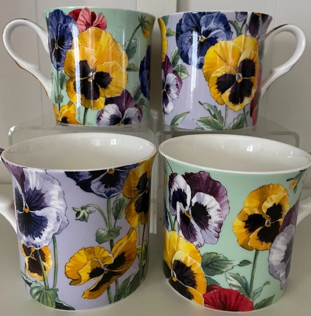 HERITAGE STOKE ON Trent Fine Bone China Princess Mug Set 4- Pansy ...