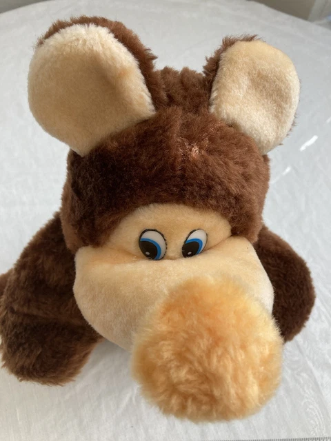 VINTAGE RARE ETONE Brown Tan Bear Plastic Eyes Pom Pom Nose Sitting ...