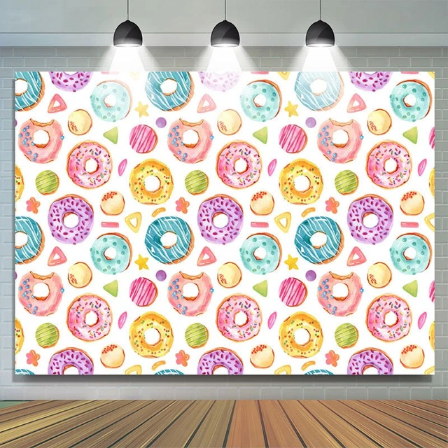 COLORFUL SWEET DONUTS Themed Happy Birthday Backdrop $36.09 - PicClick AU
