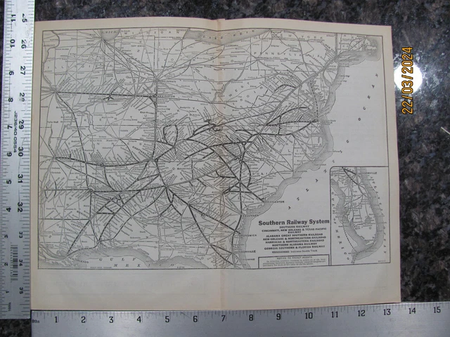 ORIGINAL 1924 SOUTHERN Railroad System Map Sou Rr Stations History Data ...
