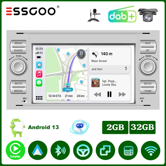 ANDROID DAB+ KAM MIK Carplay 32G Autoradio GPS Für Ford Focus C-Max ...