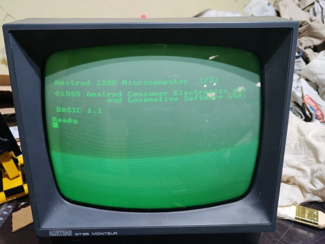 RARE ECRAN MONITEUR Gt 65 AMSTRAD CPC 464, 664, 6128 Monochrome TESTE ...
