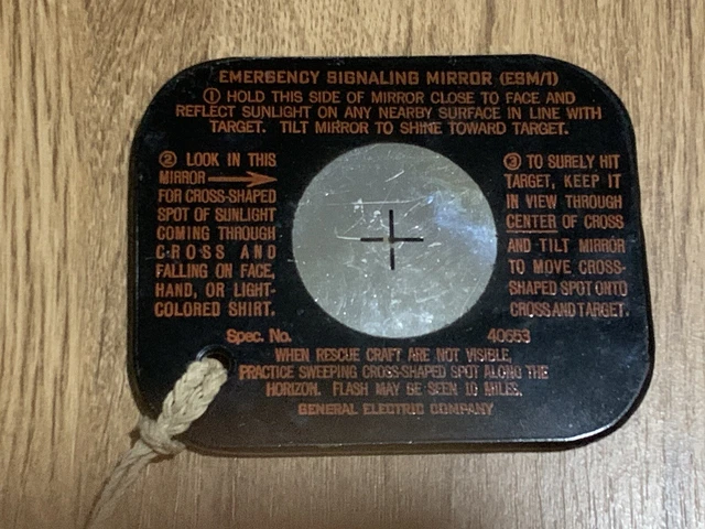 WW2 AMERICAN USAAF Downed Bomber Crew's Life Raft Signalling Mirror c ...