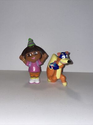 2002 DORA THE Explorer & Swiper PVC Toy Figure Birthday Cake Topper/Toy ...