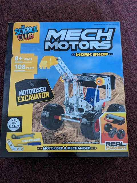 SCIENCE CLUB MECH Motors Build Motorised Excavator Kit 8+yrs NEW £4.99 ...