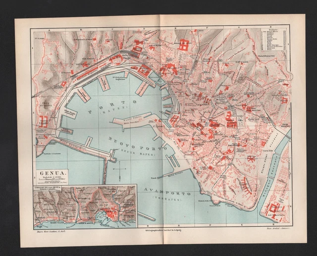 MAPPA PIANTA DELLA città mappa 1895: Mappa Genova. Italia Italia EUR 19 ...