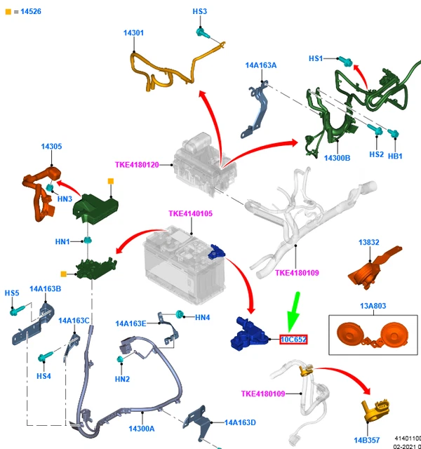 FORD RANGER T6 MK1 Batterie Fusible Link Assy 2237710 JB3T-10C652-AA ...