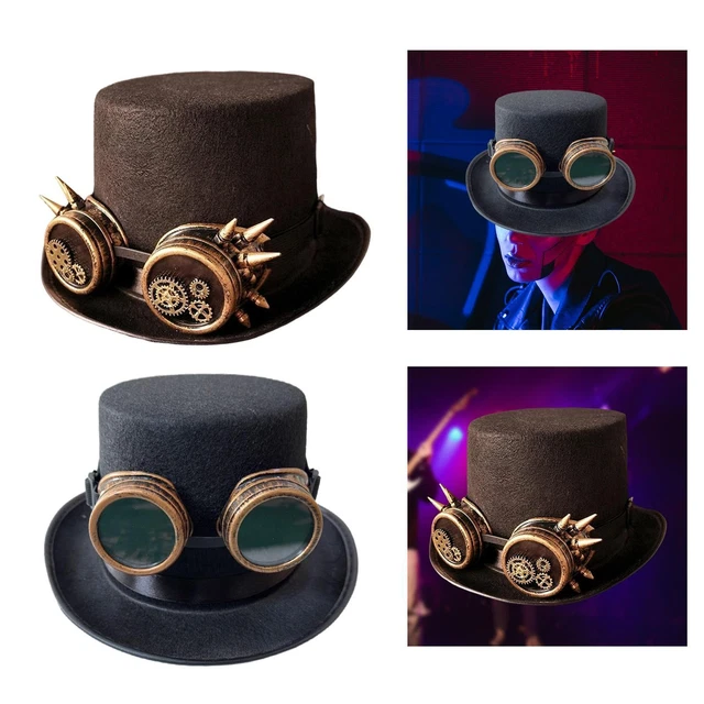 STEAMPUNK TOP HAT Brown Gothic Single Size with Glasses Fedora for ...