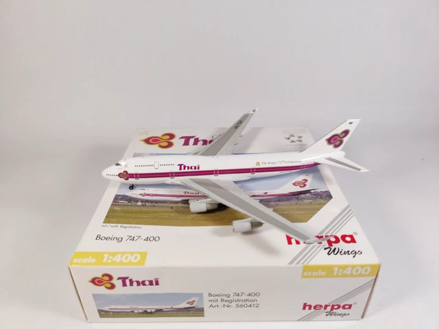 THAI AIRWAYS BOEING 747-400 Aircraft Model 1:400 Scale Herpa HS-TGP - RARE £39.95 - PicClick UK