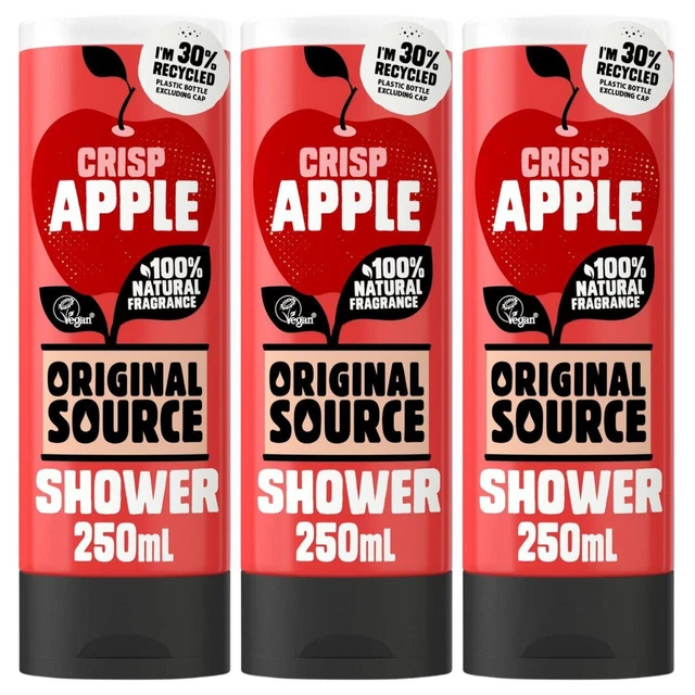 ORIGINAL SOURCE BODY Shower Gel Crisp Apple Fresh Natural Essential Oil 250ml x3 £8.50 - PicClick UK