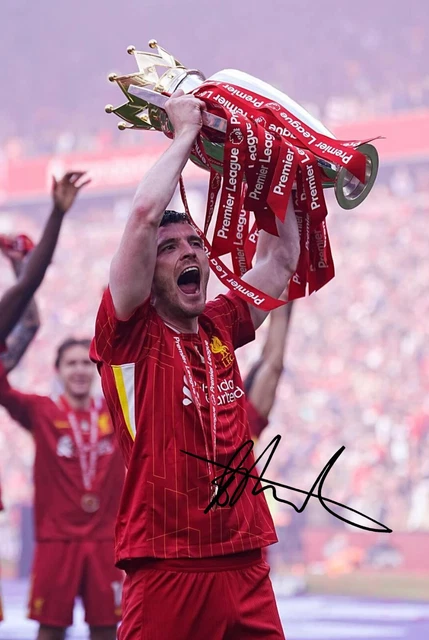 ANDREW ROBERTSON LIVERPOOL 2025 Champions Signed PrePrint 6x4 Signature ...