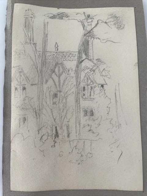 1930’S UNKNOWN ARTIST’S Original Pencil Sketch - Tudor Mansion -Sketch ...