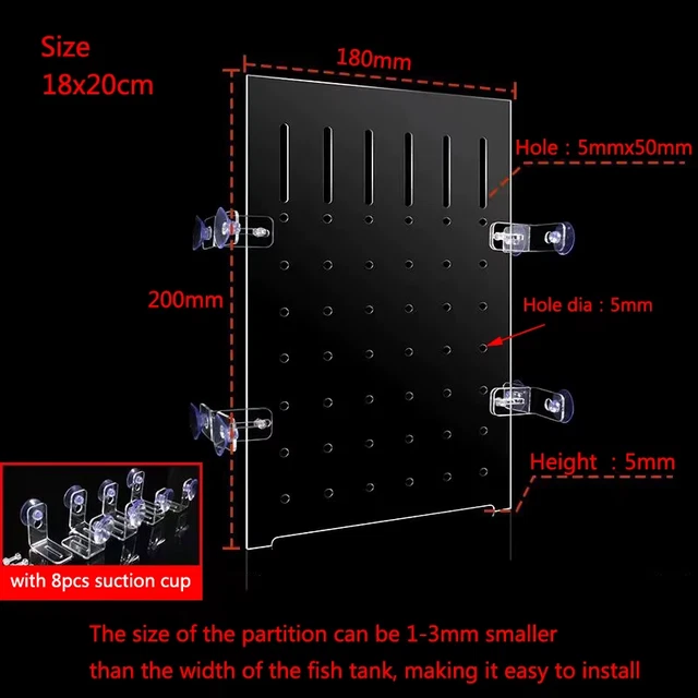 TRANSPARENT ACRYLIC FISH Tank Isolation Board Aquarium Grid Separation ...