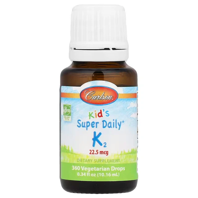CARLSON, KID'S SUPER Daily® K2, 22.5 mcg, 10.16 ml, Expiry: 2026 £29.61 - PicClick UK