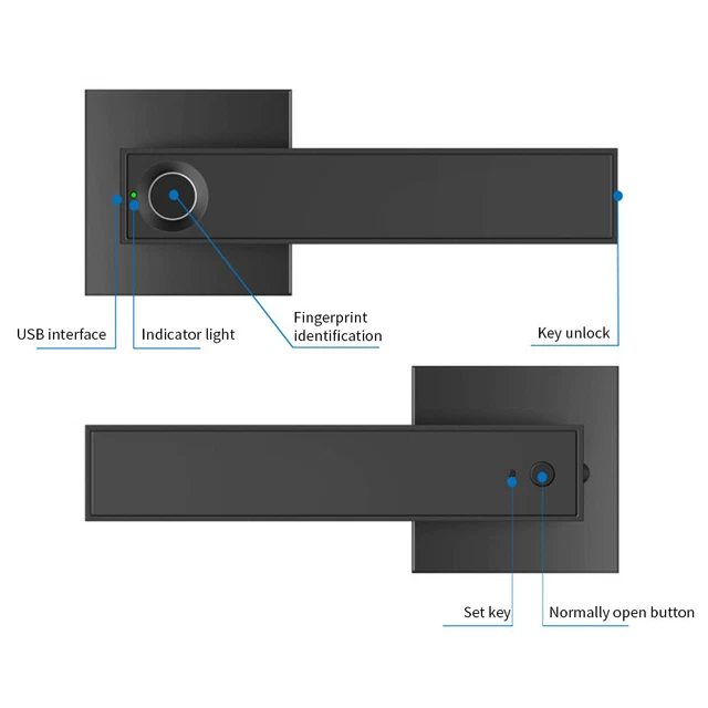 DOOR LOCK HOME Office Battery Powered Biometric Fingerprint Electric ...