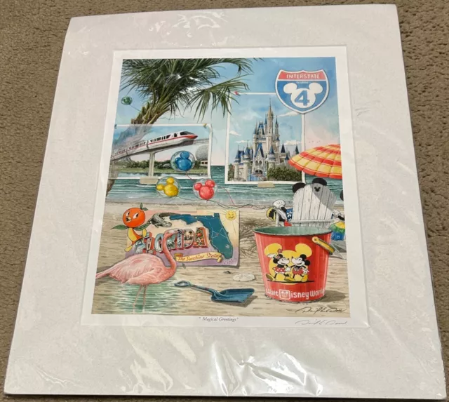 SIGNED DAVID DOSS Walt Disney Beach Scene Art Print ~ Magical Greetings ...