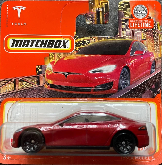 MATCHBOX TESLA MODEL S 2024 89/100 1:64 HVN70 Rot Modellauto Spielzeug ...