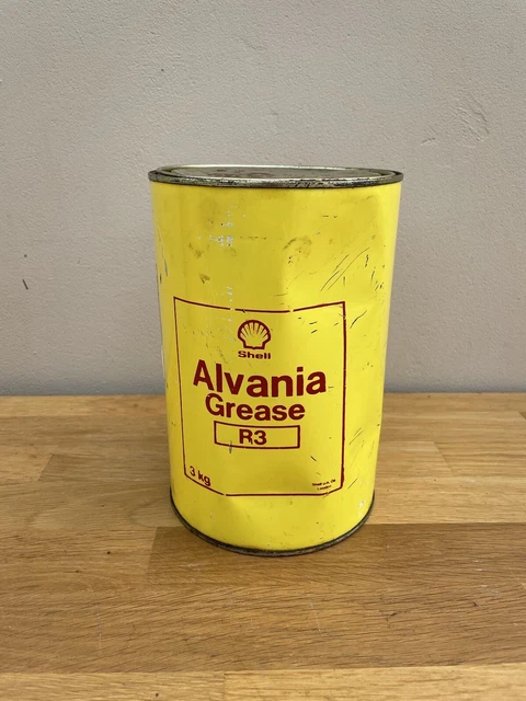 VINTAGE SHELL ALVANIA R3 Grease Tin Can 3 Kg Mineral Oil Oilyana Man ...