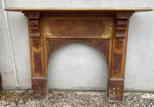 ORIGINAL VICTORIAN TIMBER MANTLE PIECE fire surround old mantlepiece ...