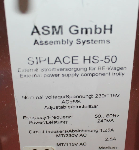 SIEMENS ASM SIPLACE HS-50 External power supply component trolly EUR ...