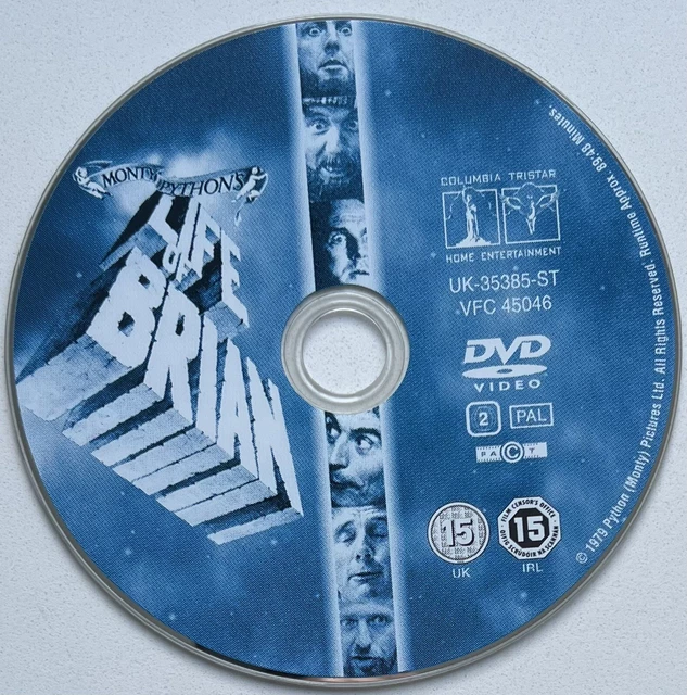 MONTY PYTHON'S LIFE of Brian - DVD Disc Only In A Clear Sleeve - Free ...