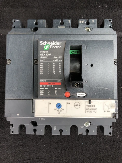 SCHNEIDER NSX100F 80AMP 4 Pole Panel Board Mccb Compact Nsx100F Merlin ...