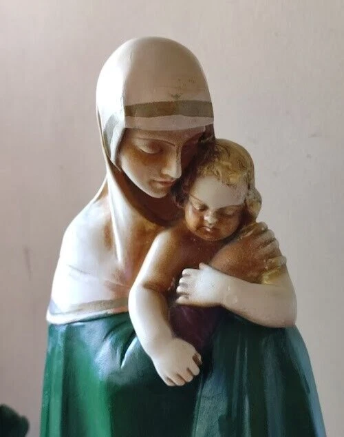 STATUE SAINTE VIERGE Marie Et Enfant Jesus En Platre Signee G Marton ...