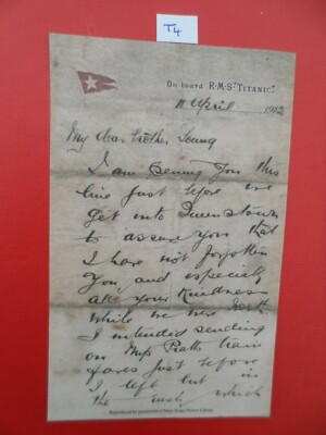 1912 RMS TITANIC Memorabilia - Replica Letter Written On Board Titanic ...