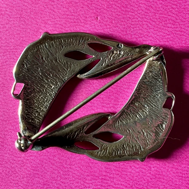 PAT CHENEY STERLING silver enamelled art nouveau brooch vibrant ...