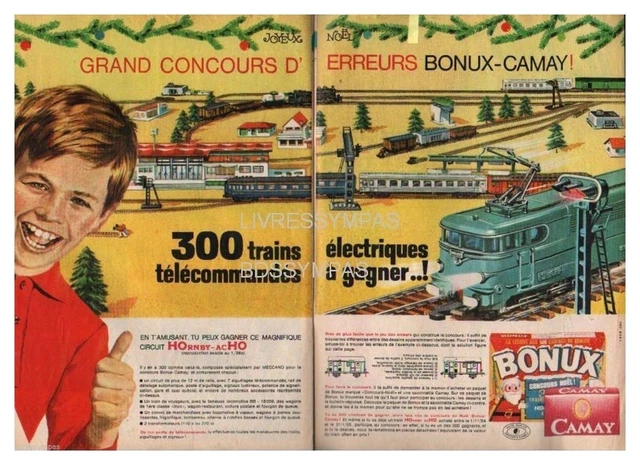 1964 DOCUMENT (REF Irf 47) PUB : LESSIVE BONUX CADEAU TRAIN ELECTRIQUE ...