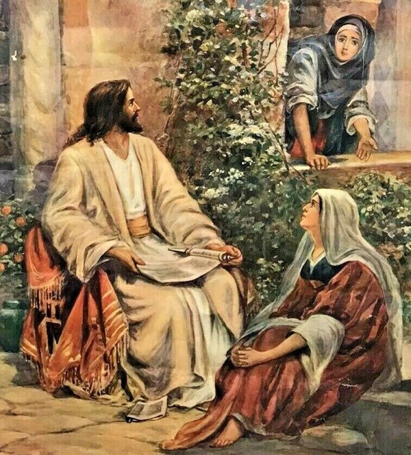 VINTAGE RELIGIOUS BIBLE Sunday School Poster Lord Jesus Christ Mary ...