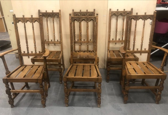 SET OF 6 Vintage Ercol Old Colonial High Back Dining Chairs Inc 2 ...