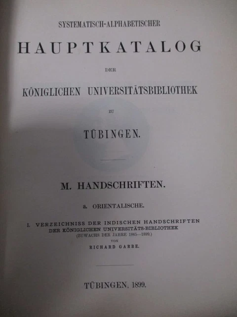 VERZEICHNISS DER INDISCHEN Handschriften. der Königlichen Universitäts-Bibliothe EUR 14,90 ...