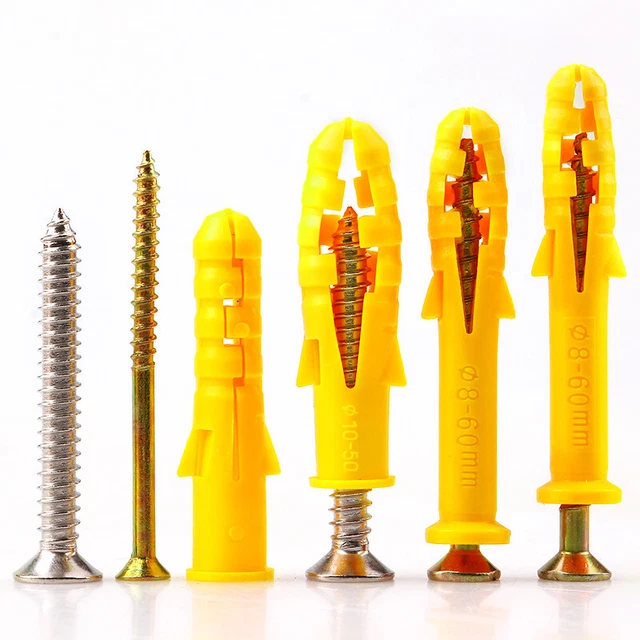PLASTIC WALL PLUGS Screw & Fixing Wall Expansion Brick Stone Concrete ...