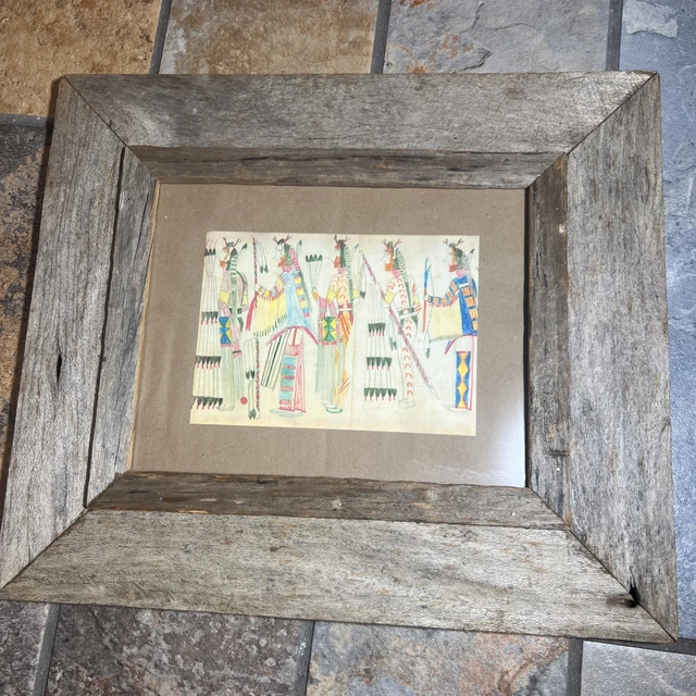 ANTIQUE PLAINS INDIANS Colorful Ledger Art Native American Rustic ...