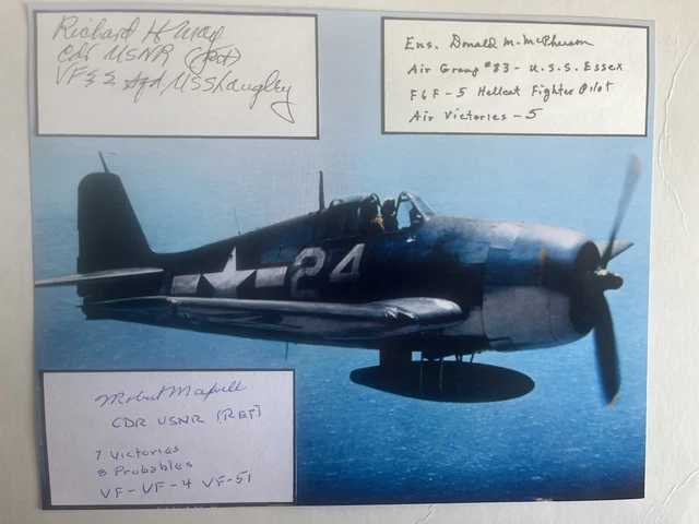 HELLCAT PHOTO + Signatures 3 WW2 US Navy Ace Pilots £16.53 - PicClick UK