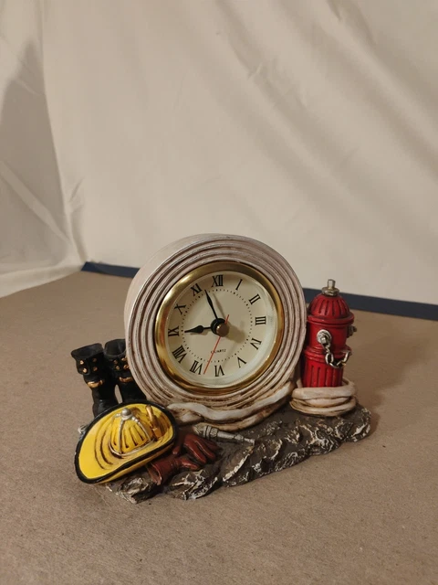 JUST IN TIME Clock Firefighter Figurine Vanmark Red Hats of Courage ...