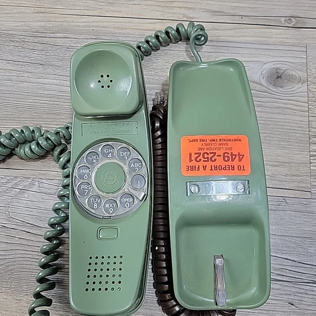 WESTERN ELECTRIC BELL System Avocado Green Rotary Dial Trimline Phone ...